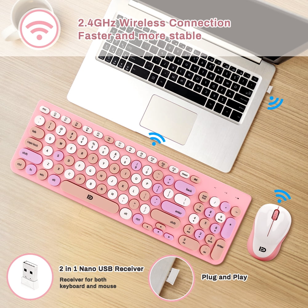 Buy Wireless Keyboard Mouse Combo,Number-one 15in 2.4G USB Cute ...
