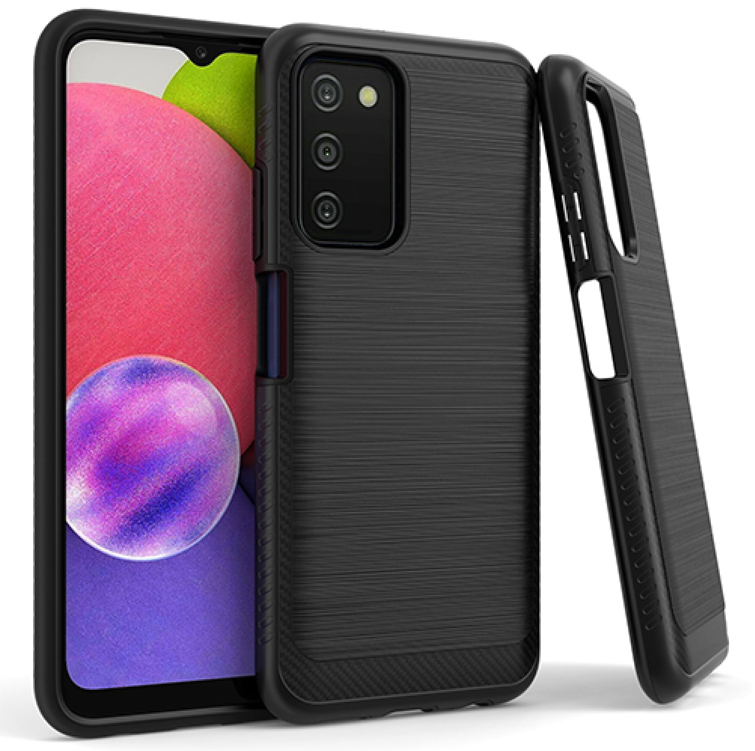 For Samsung Galaxy A03S SM-S134DL Slim Lining Brushed Hybrid Phone ...