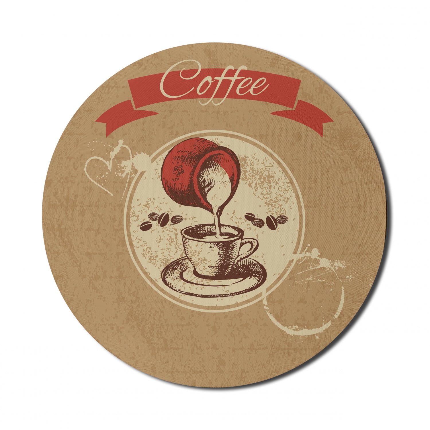 Coffee Mouse Pad for Computers, Weathered Look Vintage Circle Frame ...