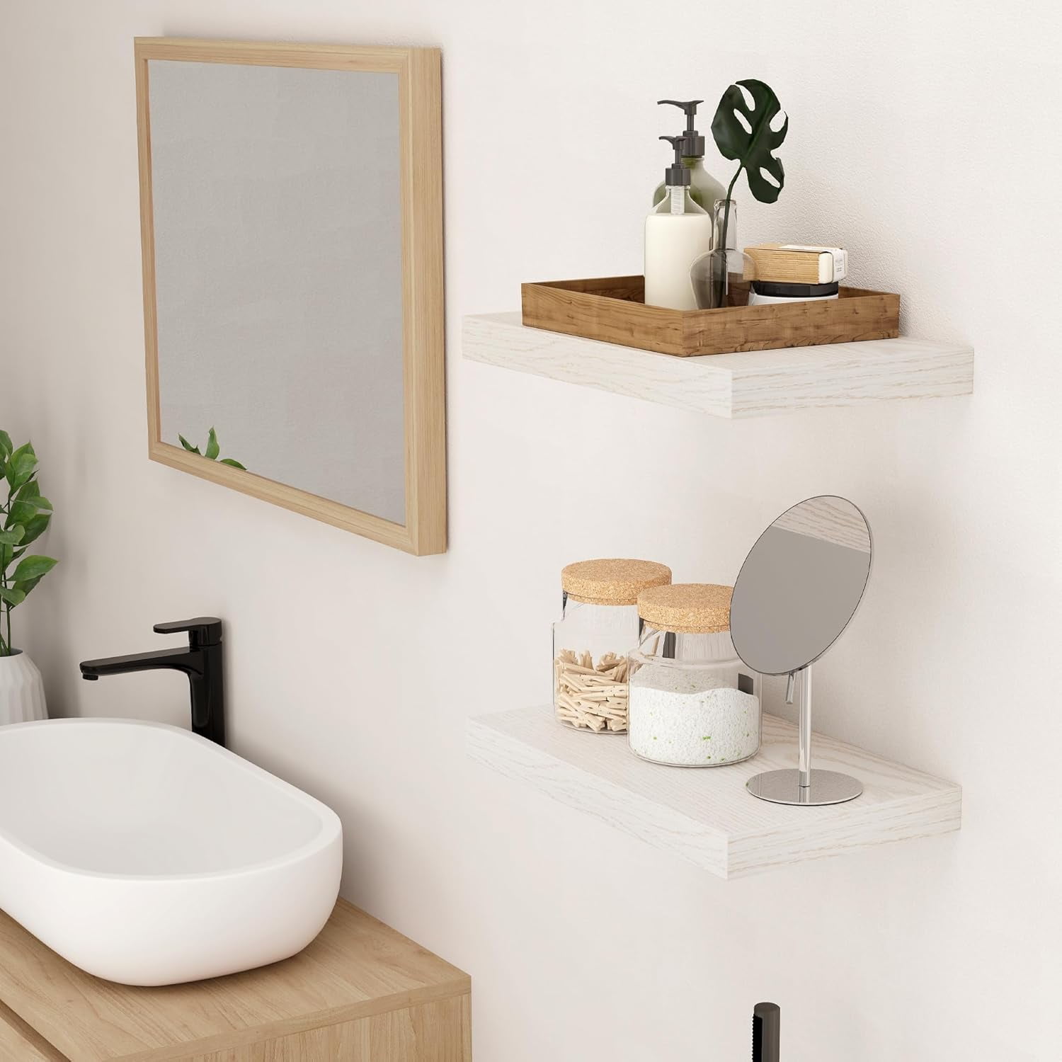 Click here for Kbgjfv Birch Color 16 Inch Floating Shelves (Set O... prices