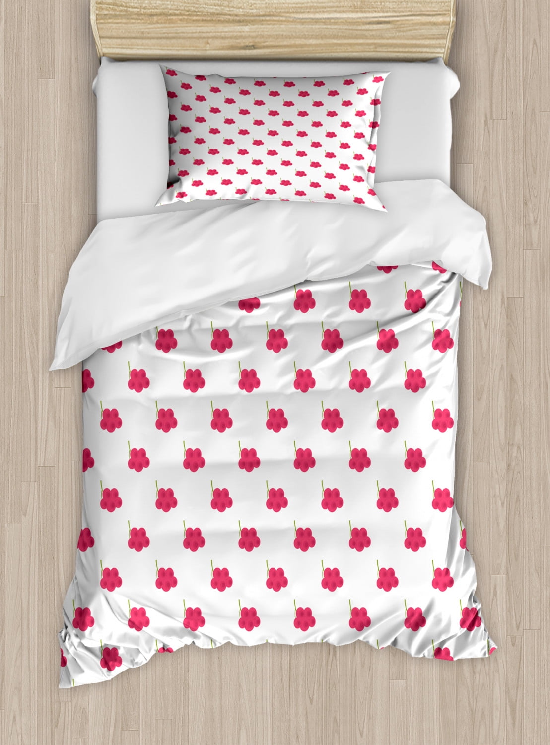 Cranberry Duvet Cover Set Twin Size, Vibrant Summer Berry Pattern Fresh ...