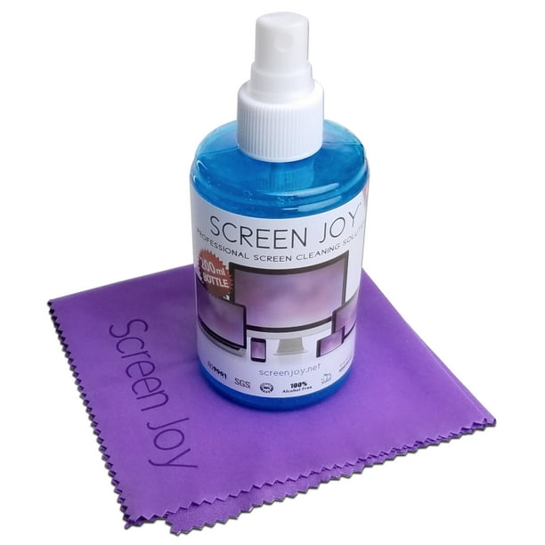 Screen Joy Computer Screen Cleaner Large 200ml Bottle 12x12in Microfiber Cloth
