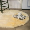 Phantoscope Deluxe Soft Faux Sheepskin Fur Collection Round Area Rug ...