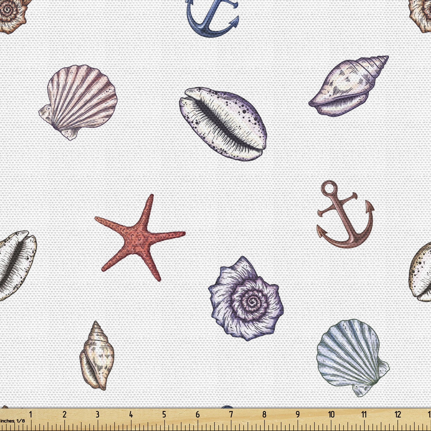 Underwater Fabric by the Yard, Deep Sea Cockleshell Starfish Scallop ...