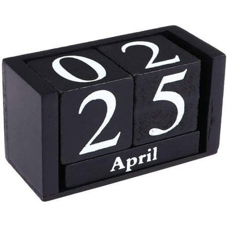 HTCM Wooden Desk Blocks Calendar Vintage Perpetual Block Month Date ...