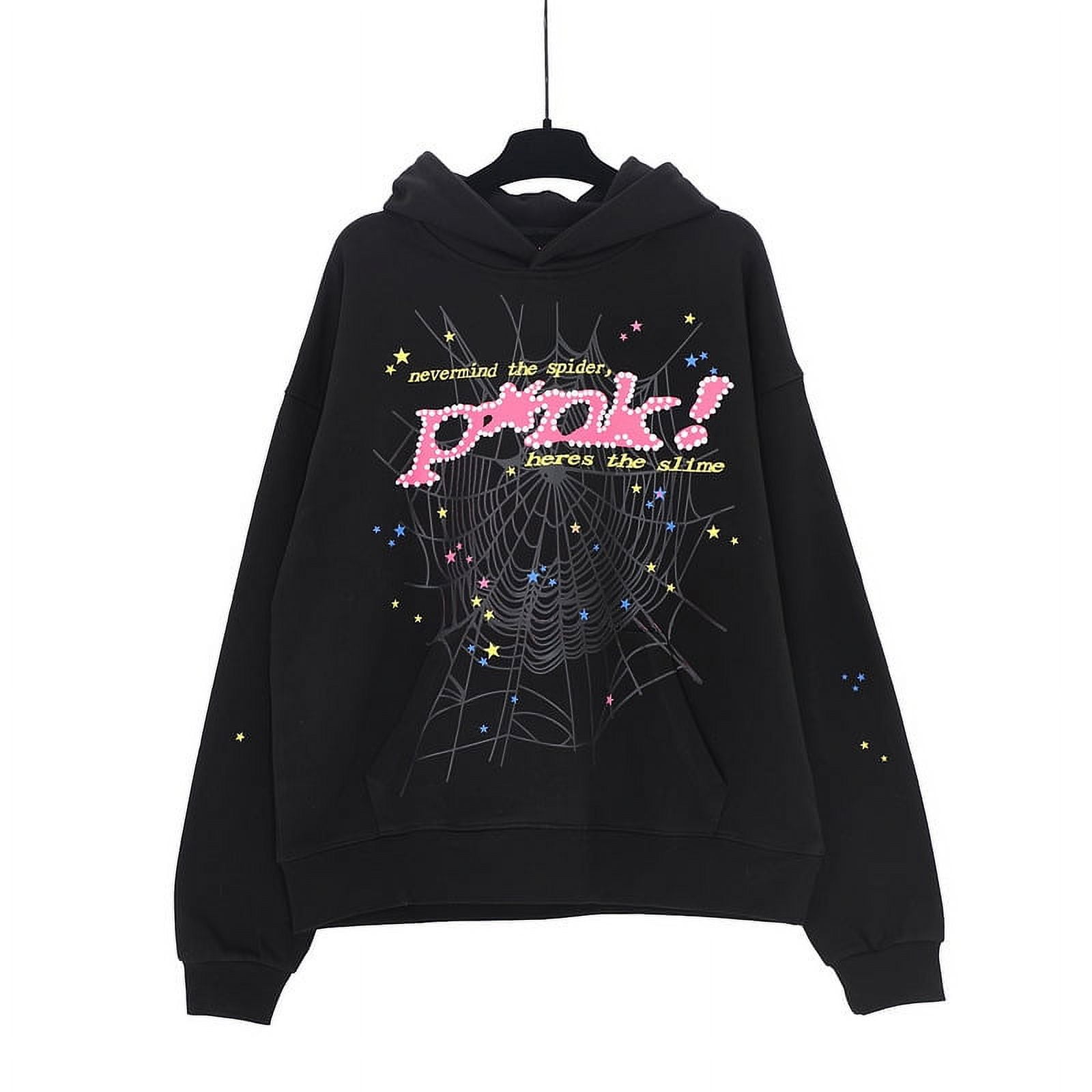 2024 autumn and winter new SP5DER spider web print hoodie large size ...