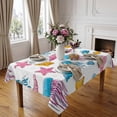 Cartoon Coastal Starfish Jellyfish Table Cloth 60x84in, Waterproof ...