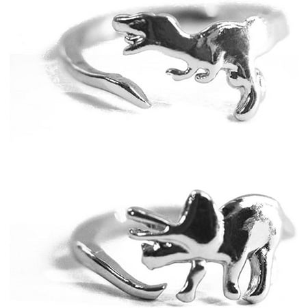 SHTUUYINGG 2/4/6Pcs Dinosaur Rings Set Cute Tanystropheus Stegosaurus ...