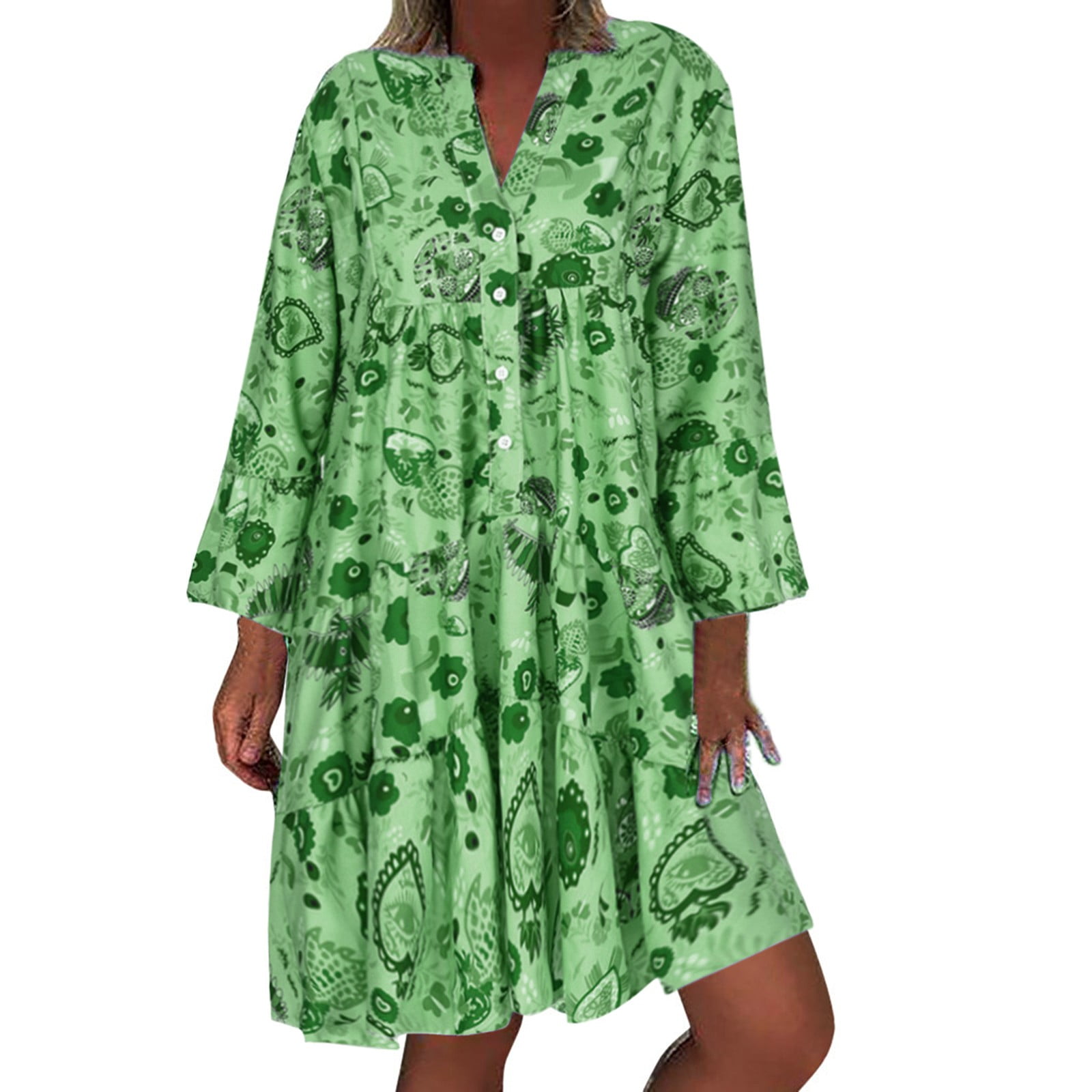 Click here for Lojoutye 2025 Mini Dress Print Loose Petite Maxi D... prices