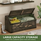 Uforic 39.4" Farmhouse Storage Chest with 4 Wheels, Wooden Storage ...