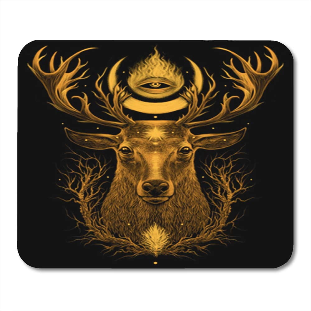 SIDONKU Deer Head Graphic Color of Whitetail with with Mystical Symbols ...