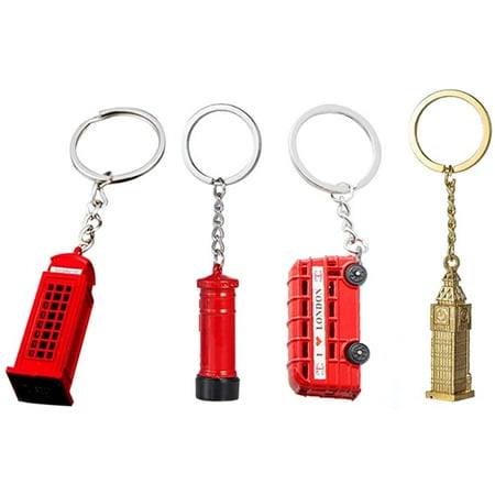 HTCM 4pcs Ssouvenir Keychain, London Keychains Souvenir Key Rings for ...