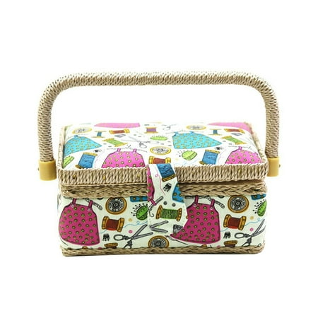 Small Sewing Basket Printed Design Built-in Pin Sewing Tools Storage ...