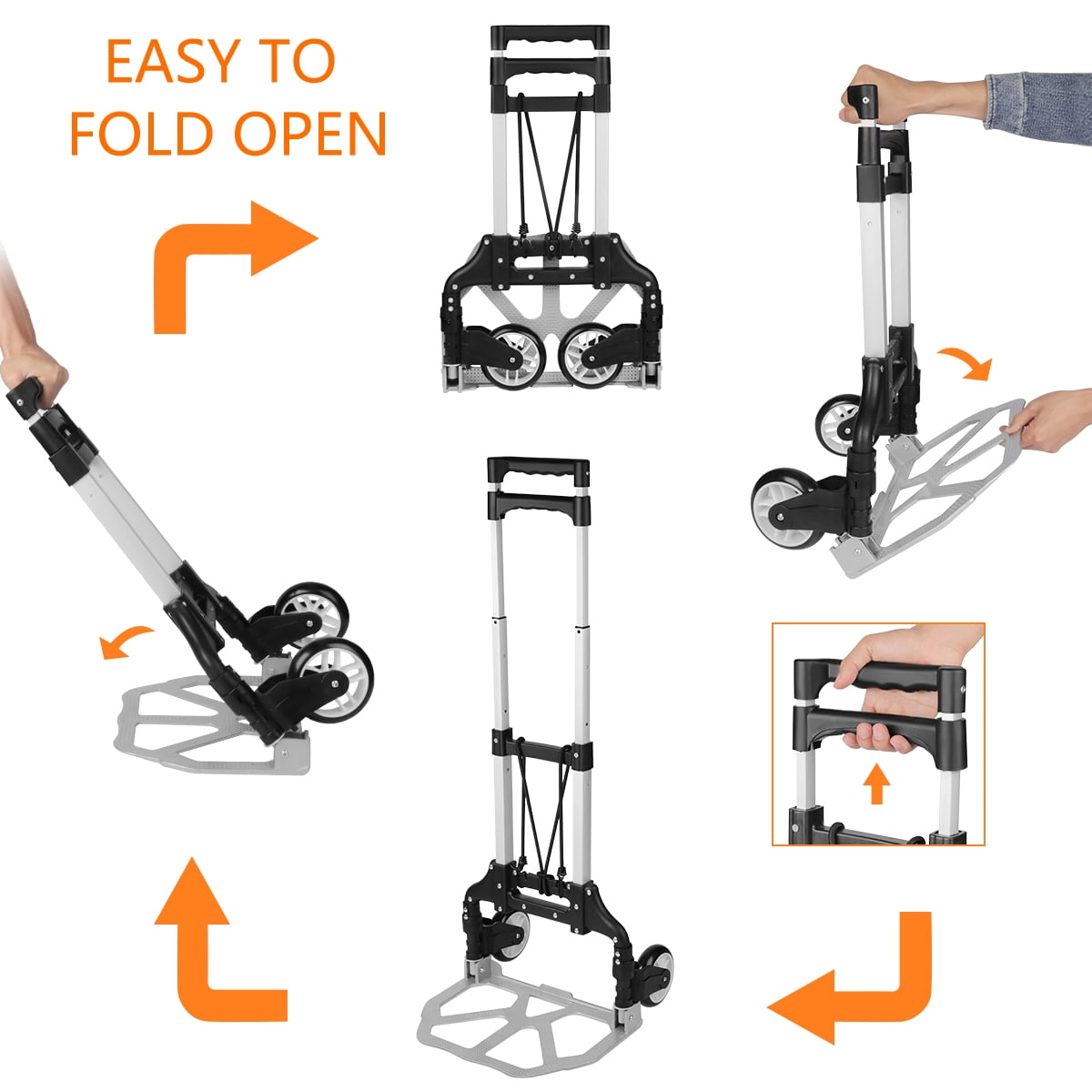 Buy Folding Hand Truck, Portable Dolly Cart w/ Telescoping Handle ...