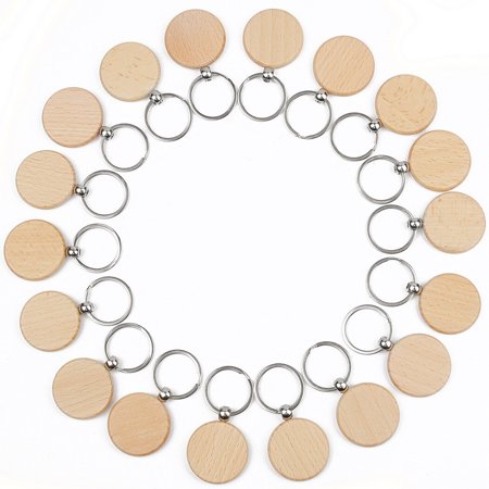 50 Pieces Wooden Keychains, Blank Wood Key Chains, Circle Rounded ...