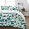 4 Piece Duvet Cover Set Queen, Blue Green Eucalyptus Leaf Soft ...