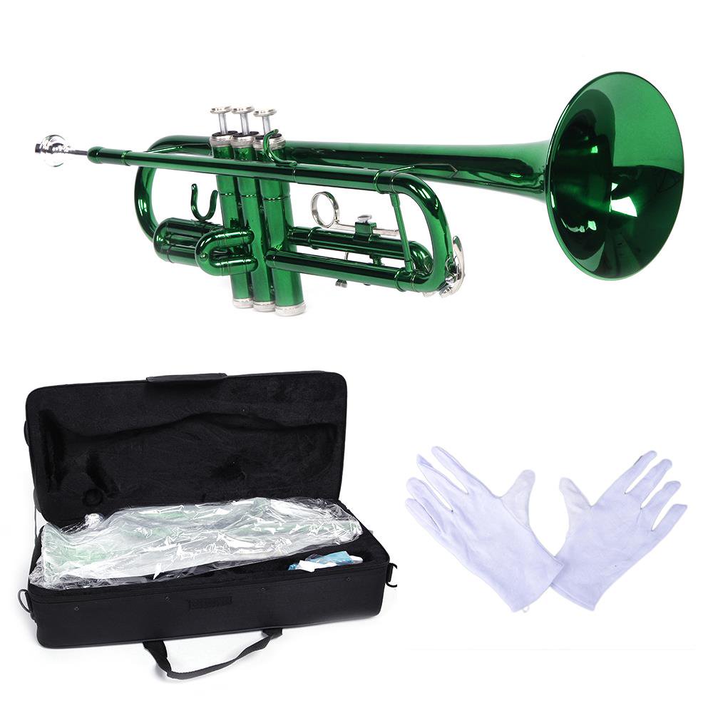 UBesGoo School B Flat Trumpet Kit with Case Gloves Accessories, Green ...