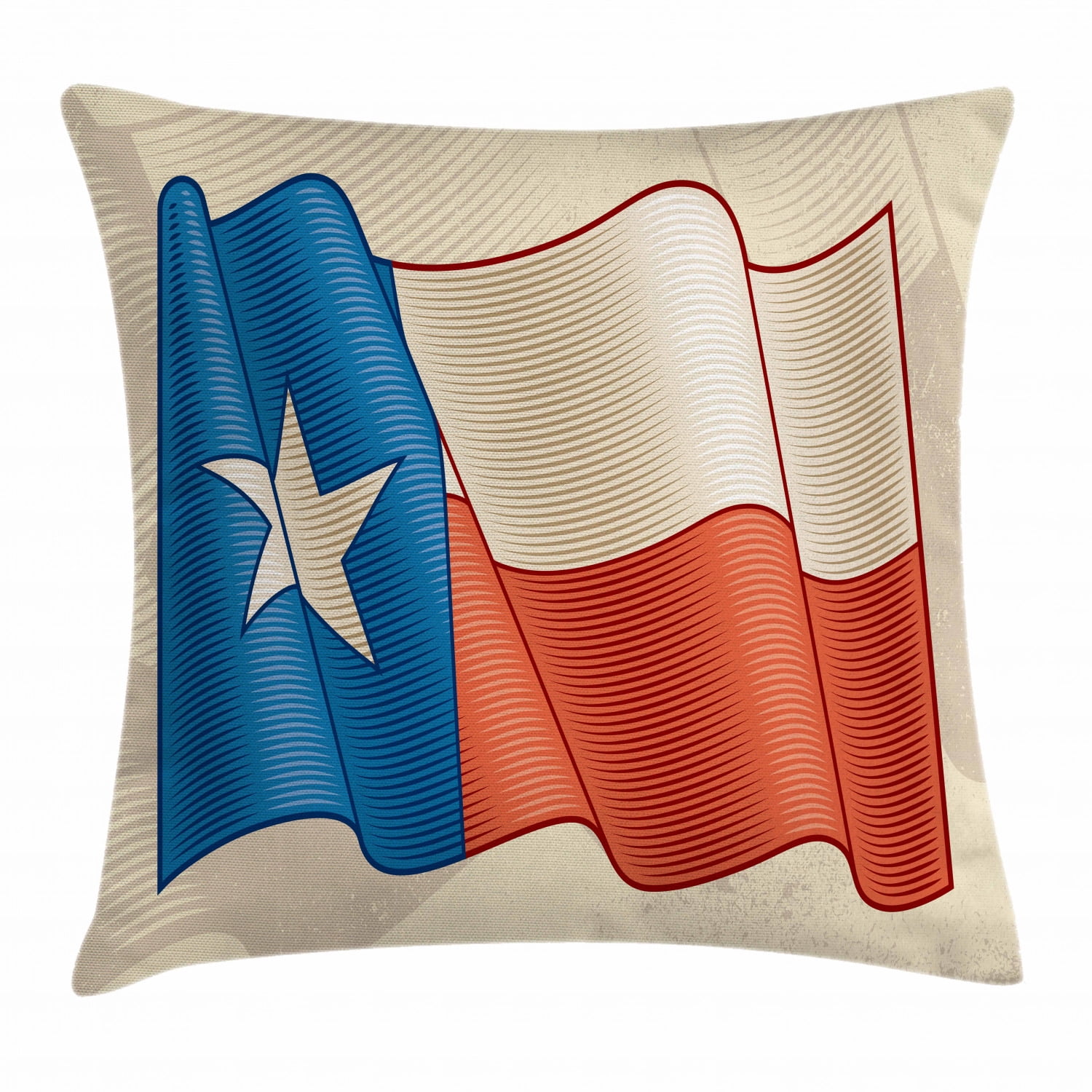 Texas Star Throw Pillow Cushion Cover, Flapping Texan Flag Lone Star ...