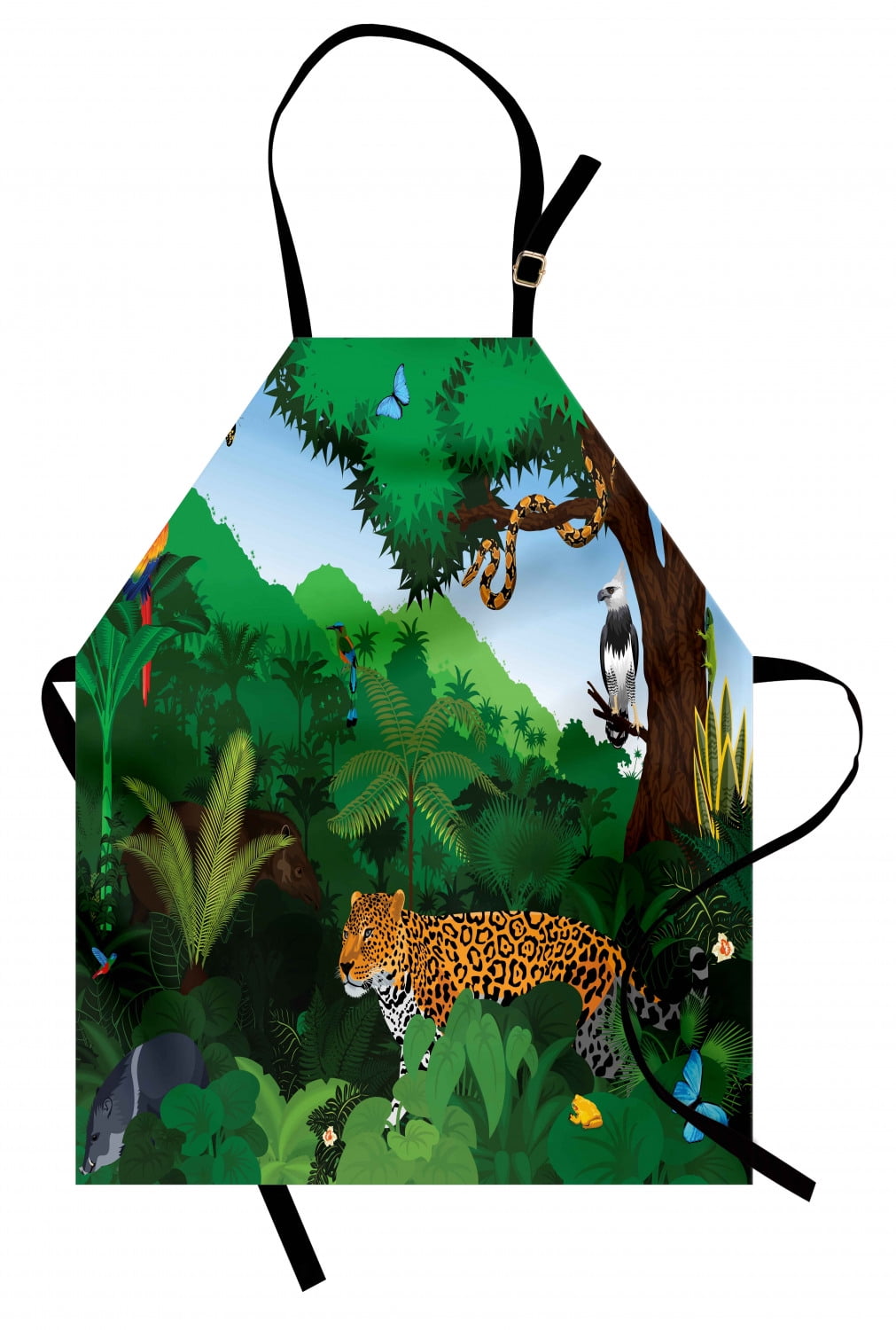 Jaguar Apron, Animals in Rainforest Exotic Birds Snakes and Tapirs ...