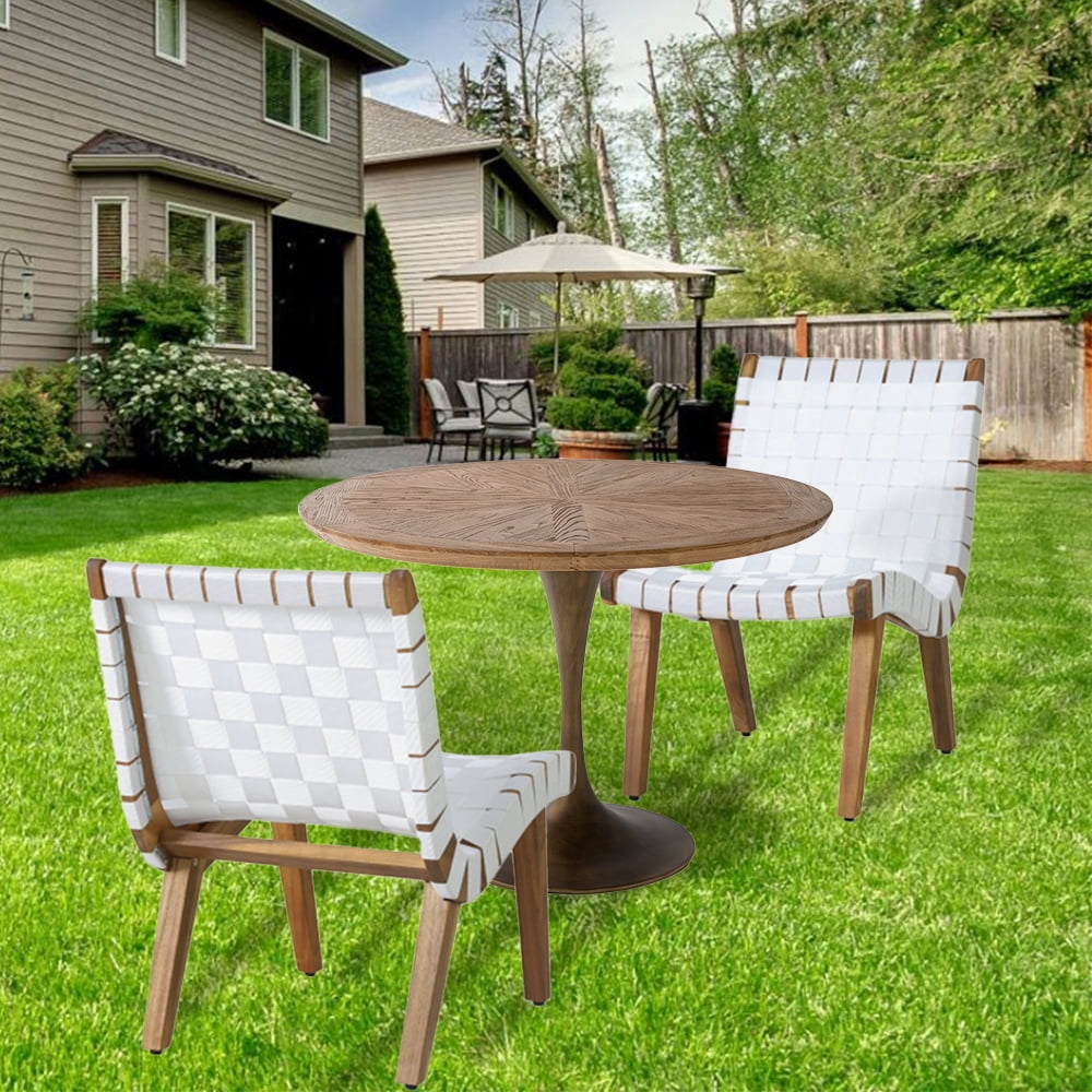 Accent Chair Dining Chairs Set of 2 Solid Wood Frame Boho Rattan Chair Mid Century Modern Accent Chairs for Living Room Bedroom Dining Room Kitchen White Walmart
