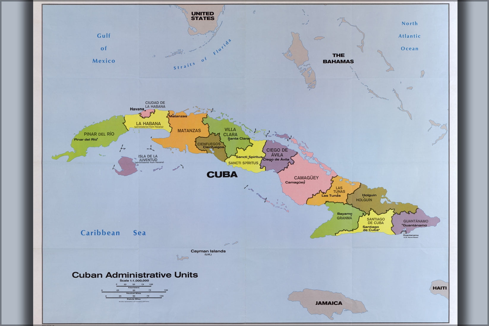 24"x36" Gallery Poster, cia map of Cuba administrative units 1986 ...
