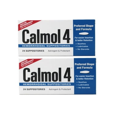 ResiCal Calmol 4 Hemorrhoidal Suppositories, 24 Count HSA/FSA Eligible ...