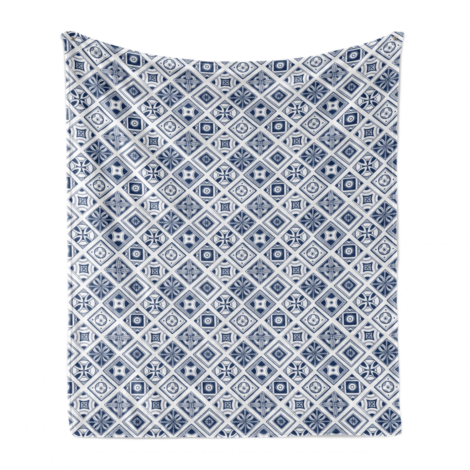 Navy Blue Soft Flannel Fleece Throw Blanket, Mediterranean Traditional ... Navy Blue Soft Flannel Fleece Throw Blanket, Mediterranean Traditional ...