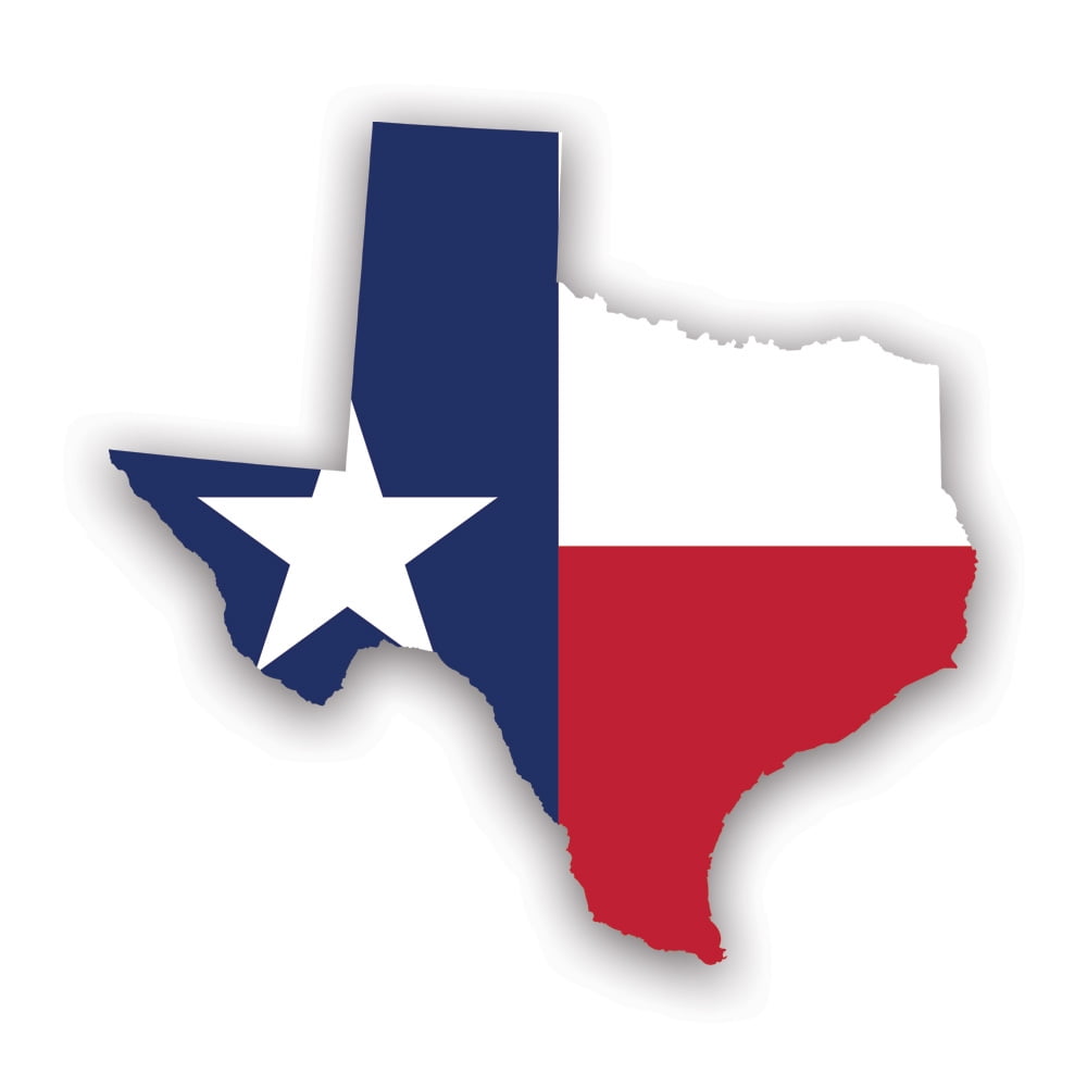 Texas State Shaped Flag Sticker Decal - Self Adhesive Vinyl ...
