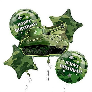 Army Tank and Jet Fighter Camouflage Party Supplies Birthday Balloon ...