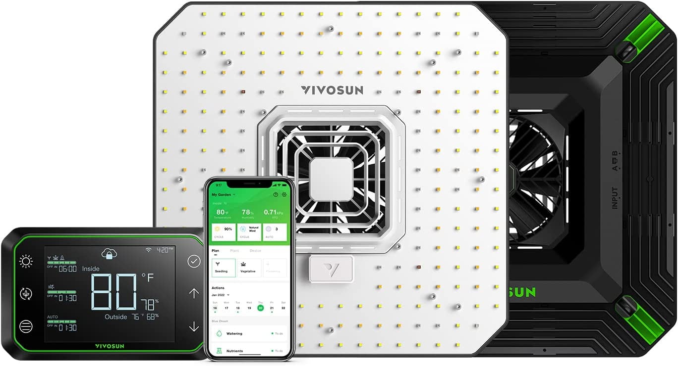 VIVOSUN Smart Grow System with The AeroLight A100, 100W LED Grow Light ...