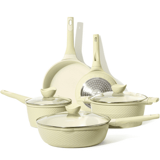Beautiful 12pc Ceramic Non-Stick Cookware Set, Sage Green by Drew ...