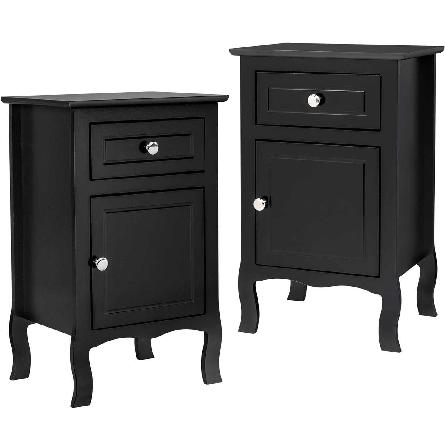 Set of 2 Nightstand Bedroom Bedside Table with Drawer and Cabinet ...