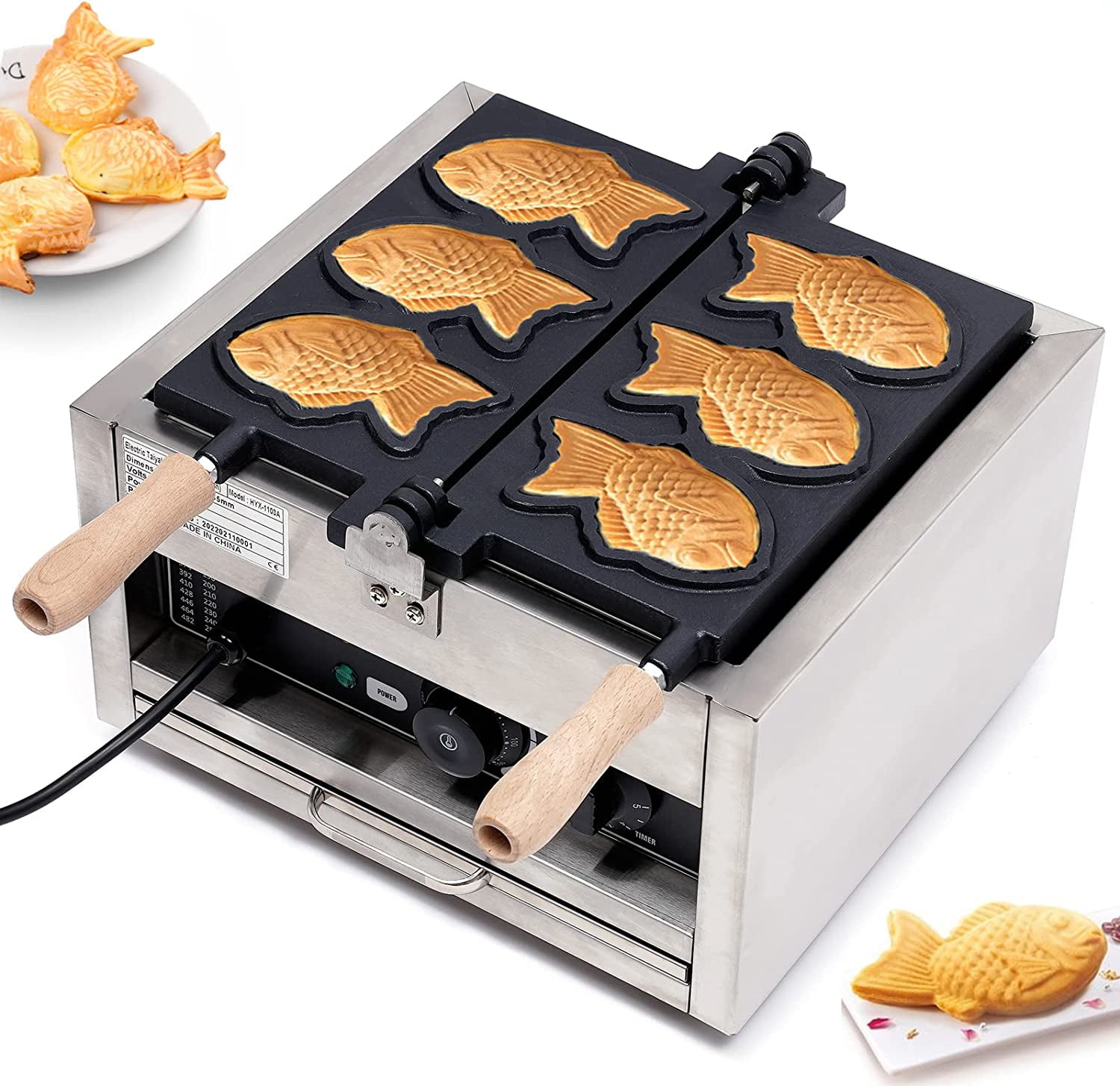 Commercial Japanese Taiyaki Cone Waffle Maker Nonstick Stainless Steel ...