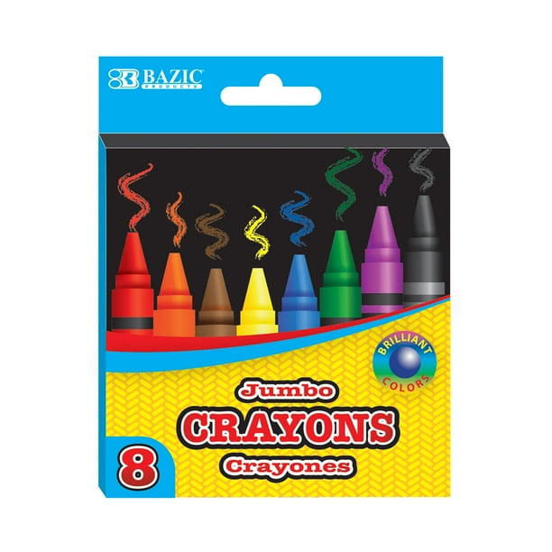 BAZIC Crayons Jumbo 8 Color, Non Toxic Drawing Crayon (8/Pack), 1-Pack ...