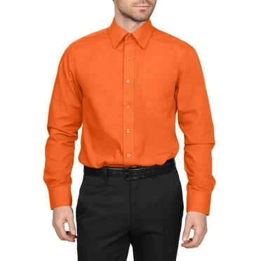 Men's Berlioni Solid Button Up Spread Collar Work Long Sleeve Dress ...
