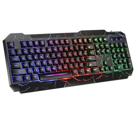 fashionhome Gaming Keyboard Crack LED Backlight Luminous 104 Keys Wired ...