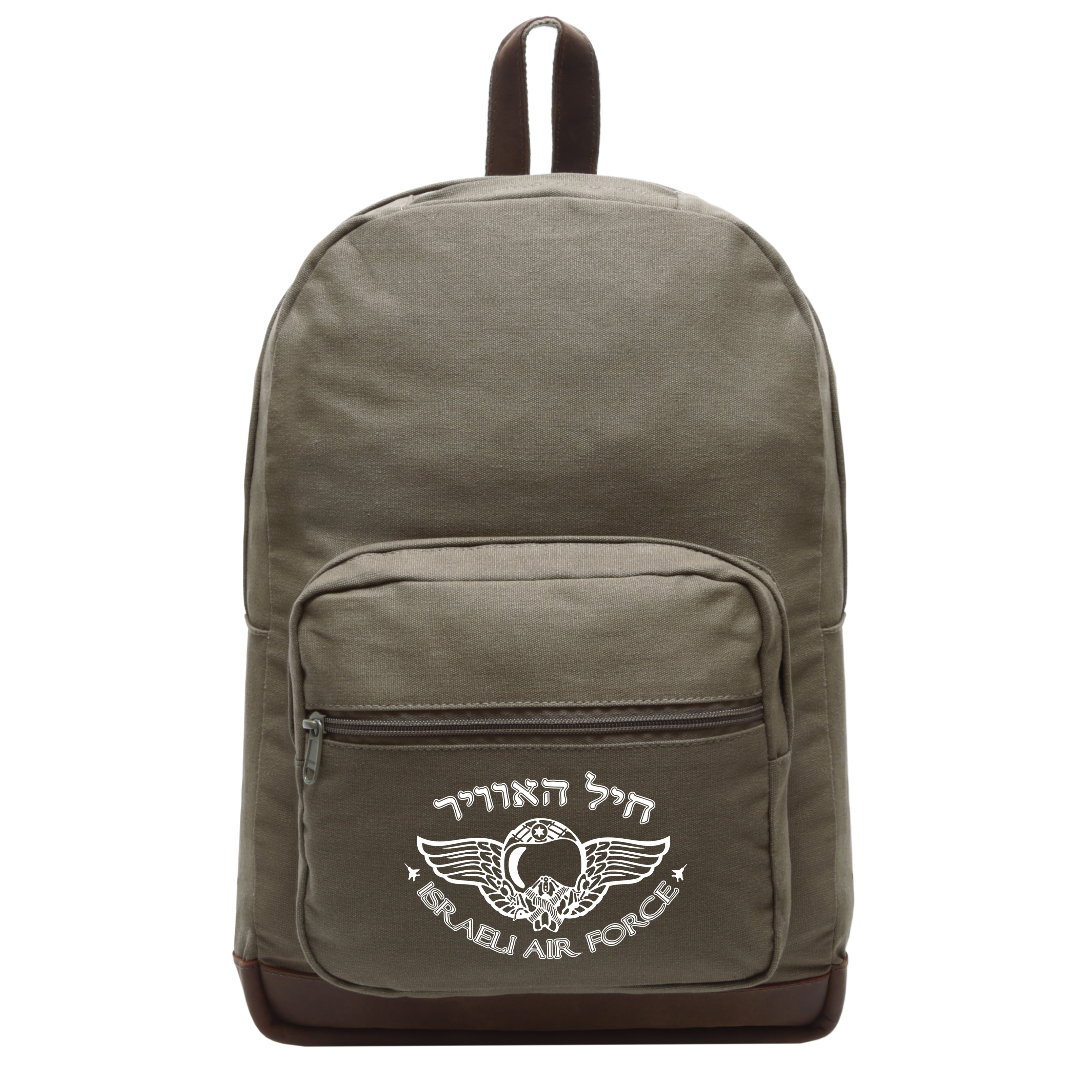 Israeli Air Force Teardrop Backpack with Leather Bottom Accents Olive ...