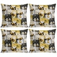 Bees Daisy Pillow Covers Set of 4, Rustic Countryside Summer Grid ...