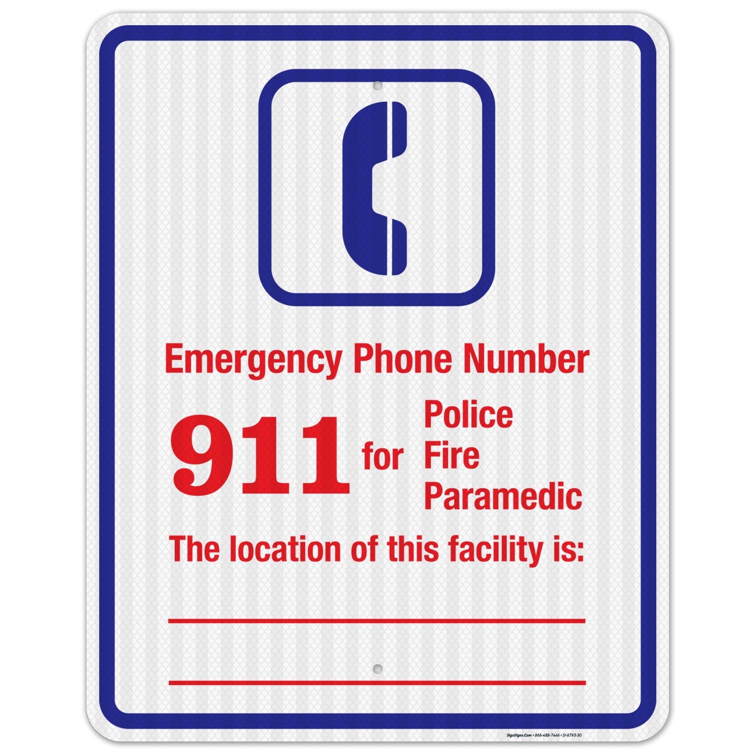 Emergency Telephone Number Sign, Pool Sign, - Walmart.com