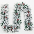 Christmas Decorations 2.7M Flocked Realistic Frosted Greenery Christmas Garland for Indoor And ...