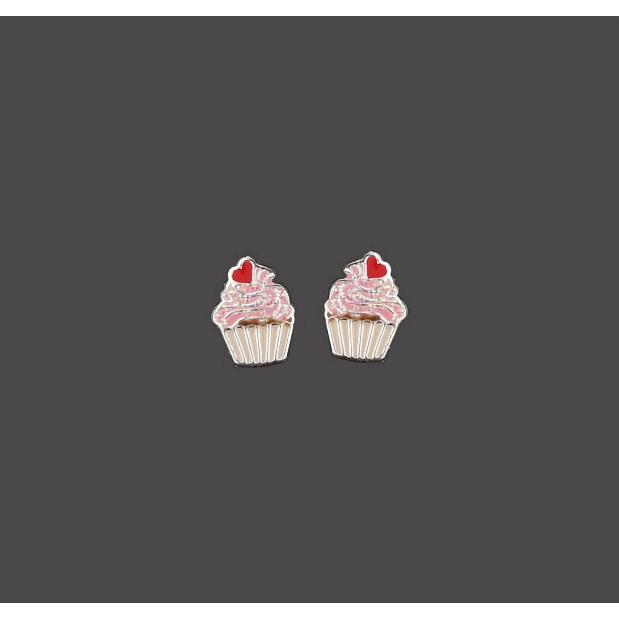 Click here for Thea 925 Sterling Silver Cupcake Stud Earrings - E... prices