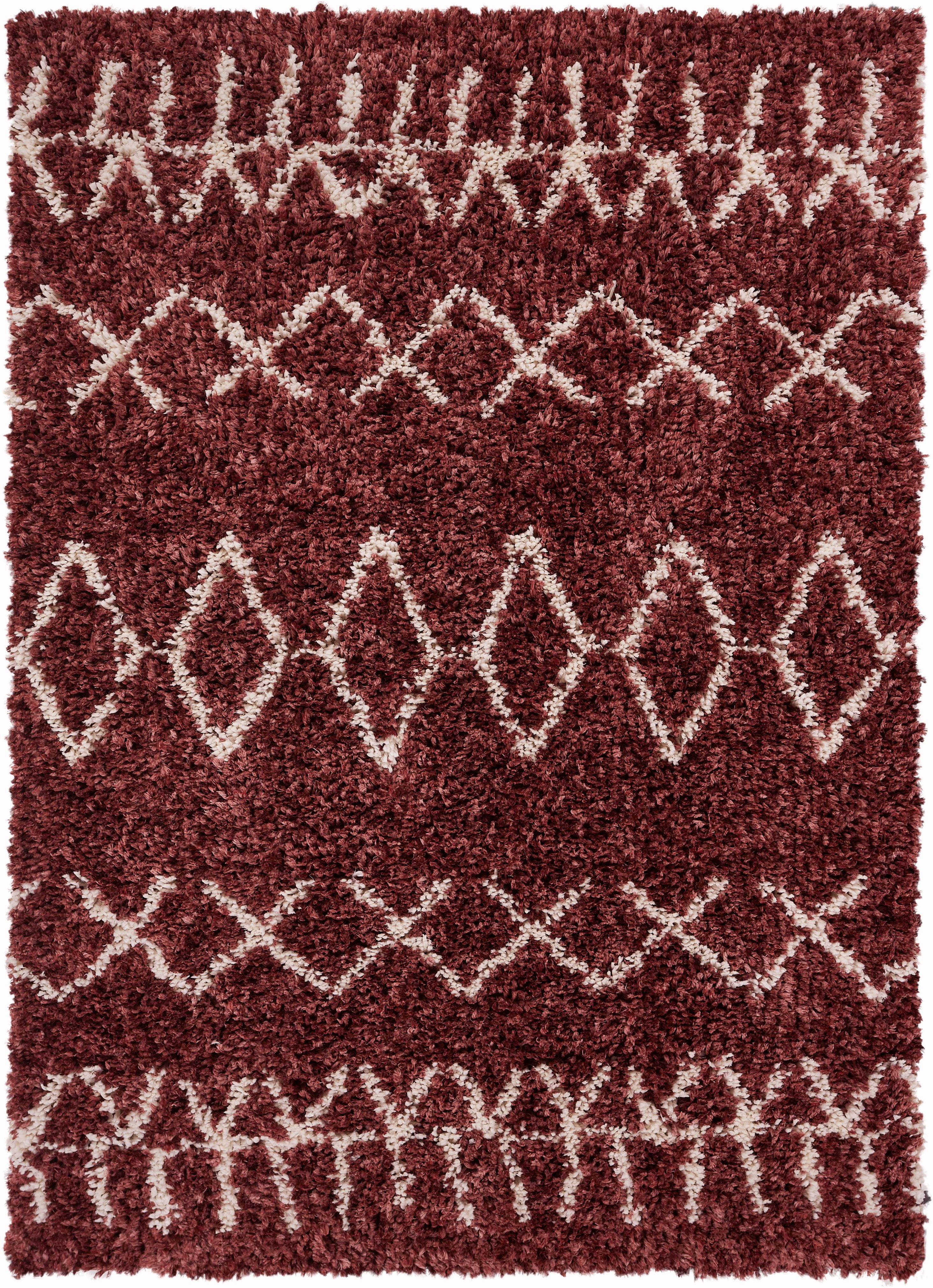 Well Woven Nomad Parley Modern Moroccan Trellis Maroon 5'3" x 7'3" Shag ...