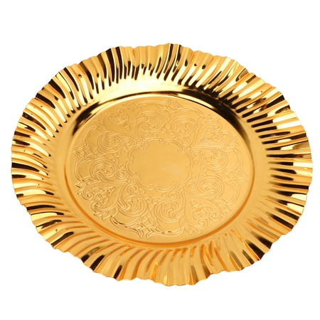 Gold Candy Dish, Gold Round Gold Serving Tray Fanshaped Wavy Shape 20cm ...
