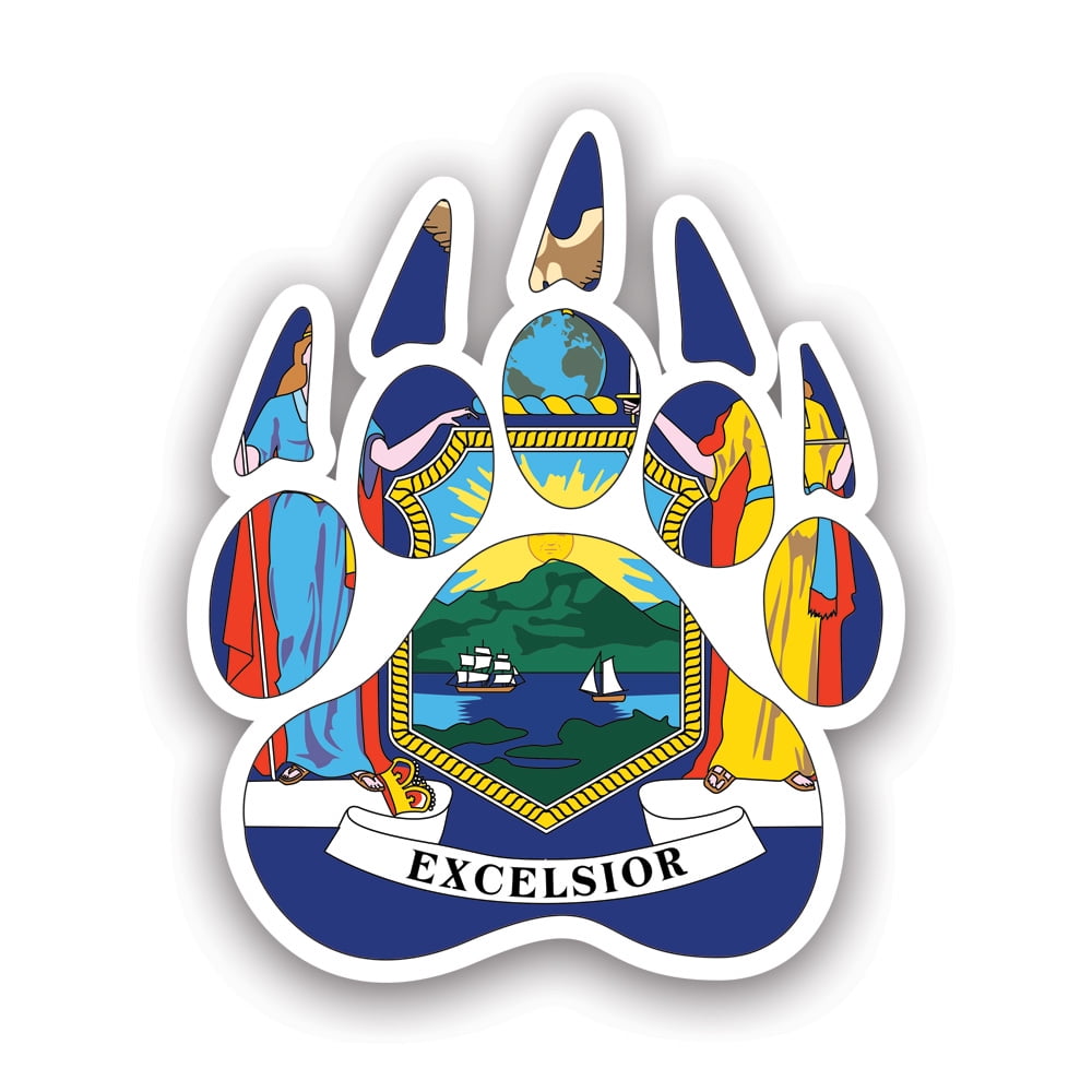New York State Bear Print Shaped Sticker Decal - Self Adhesive Vinyl ...
