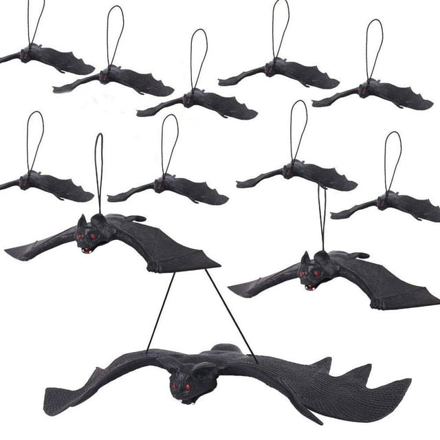 12 Pack Halloween Realistic Hanging Bats,Spooky Looking Bats,Fake ...