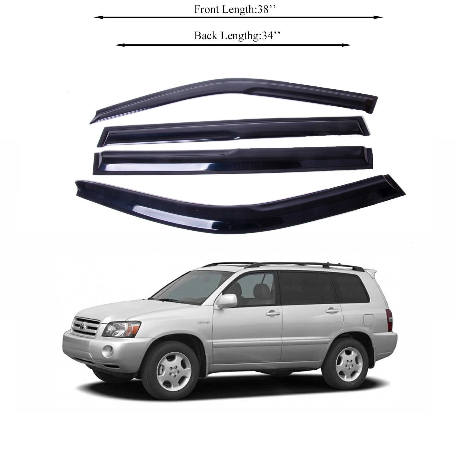Fits Toyota Highlander 01-07 Acrylic Window Visor Sun Rain Deflector ...