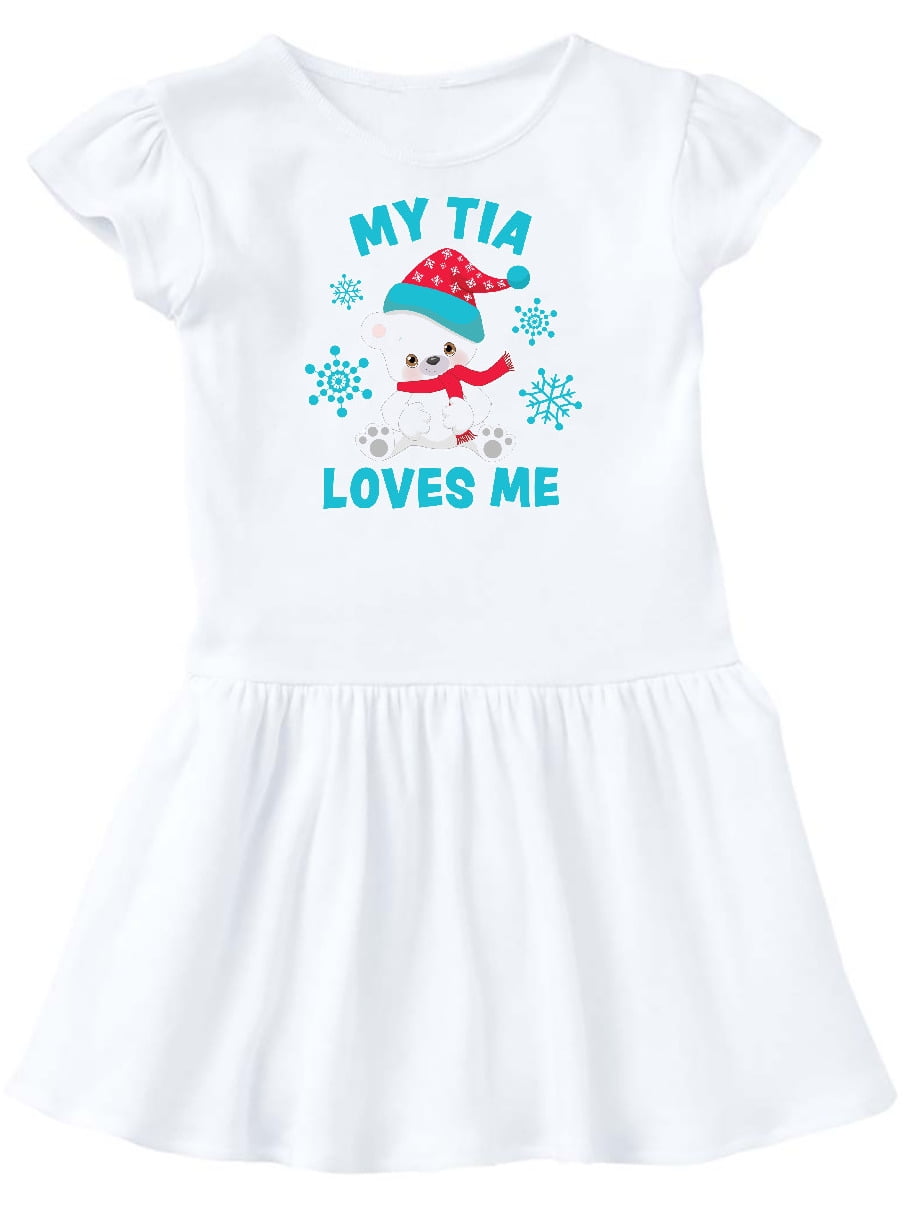 Inktastic Polar Bear My Tia Loves Me In Santa Hat With Snowflakes T