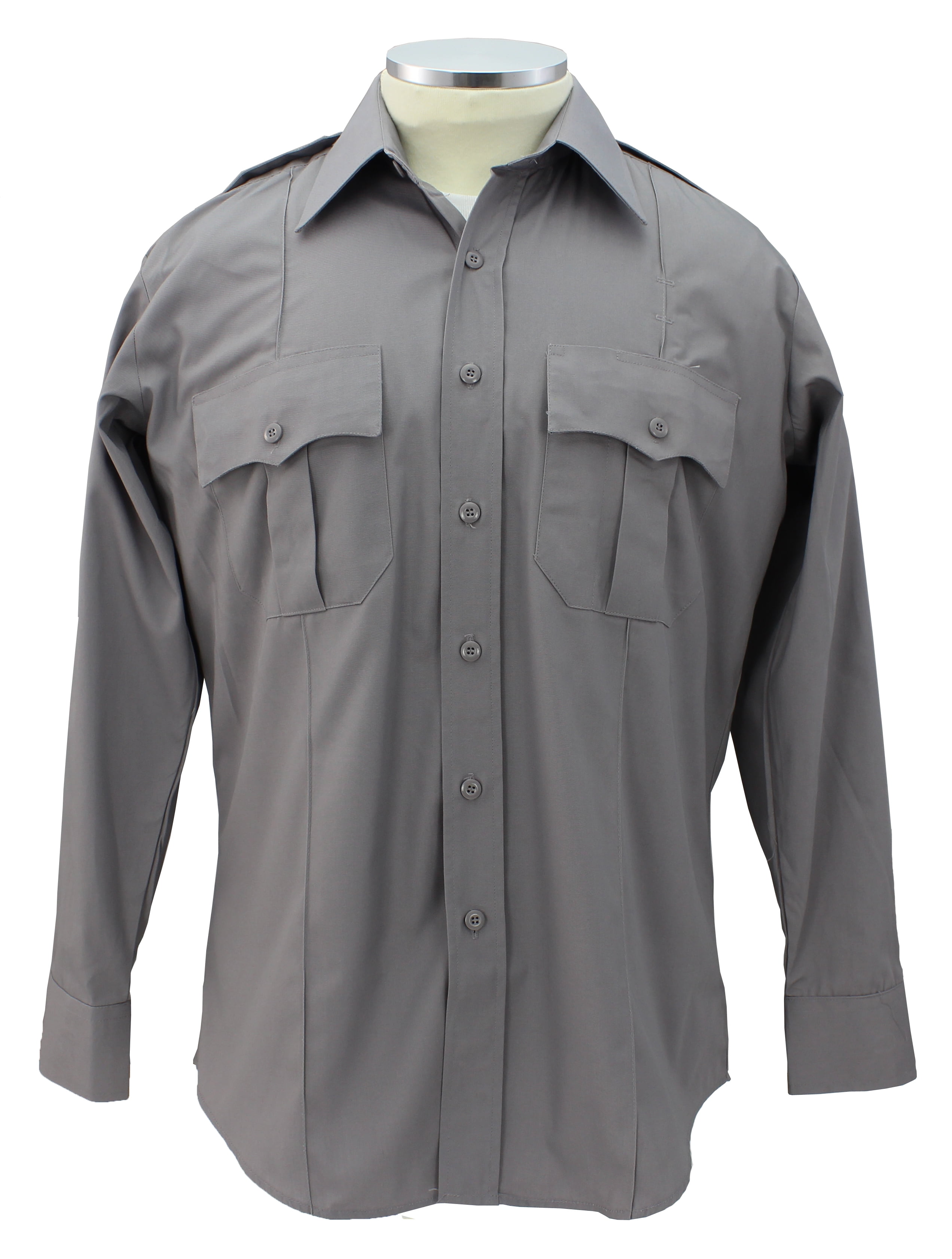 First Class Polycotton Long Sleeve Uniform Shirt - Light Gray - XL ...