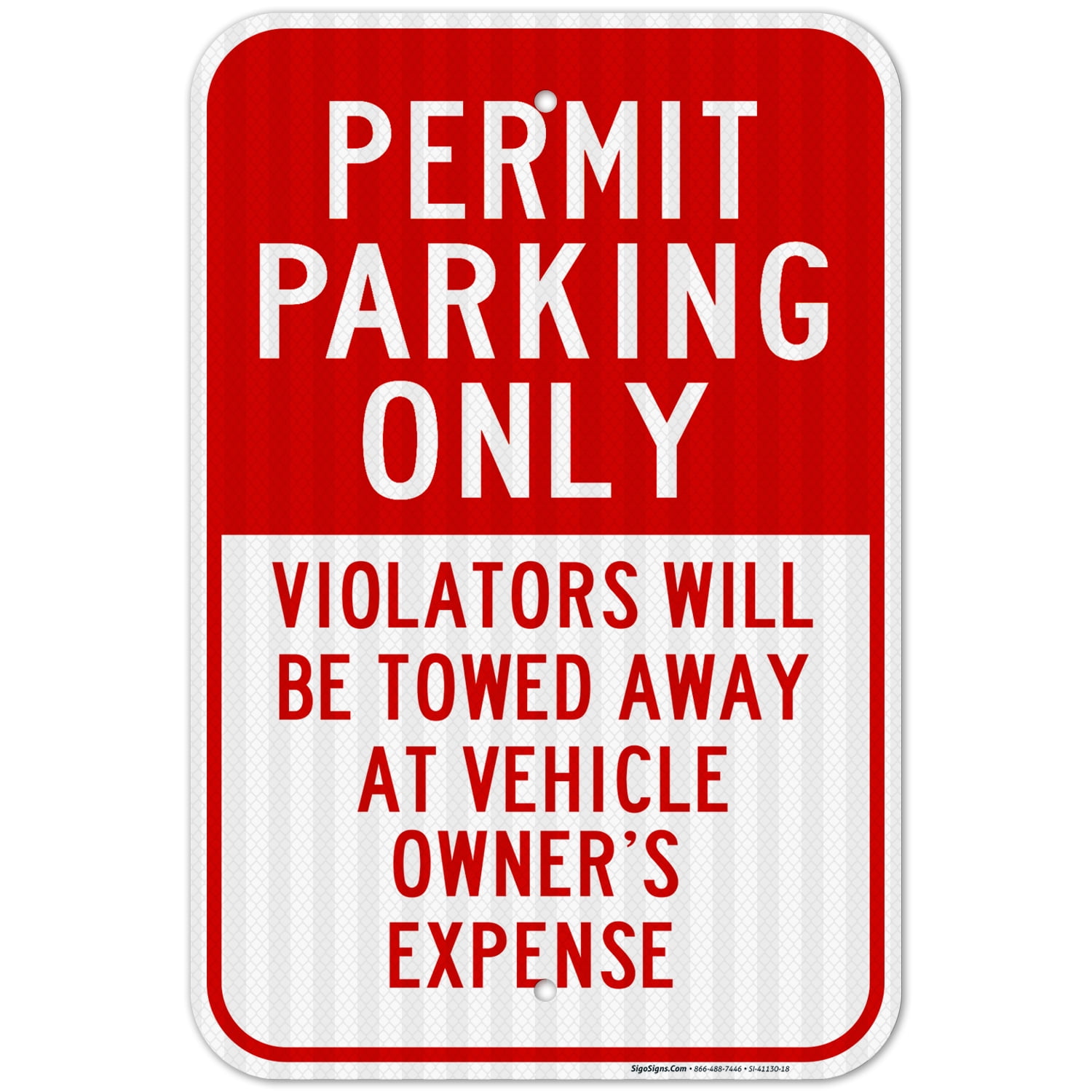 Permit Parking Only Red Sign, Board, 12x18 Reflective Aluminum EGP ...