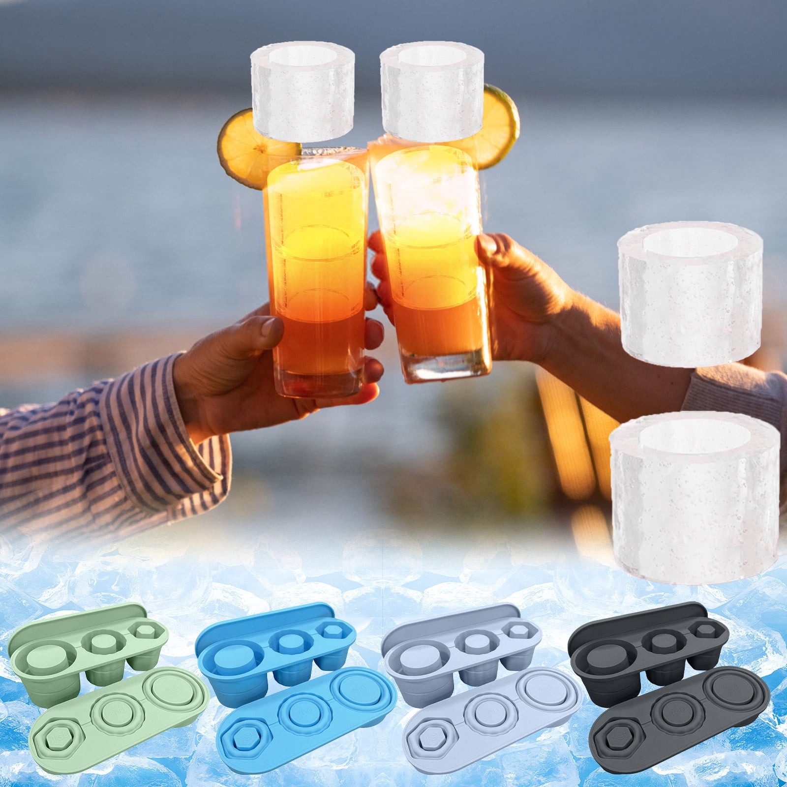 Bandeja de Hielo Ganfancp 2024 con Tapa para 20-40 Vasos 3 Moldes Cilíndricos Huecos ...